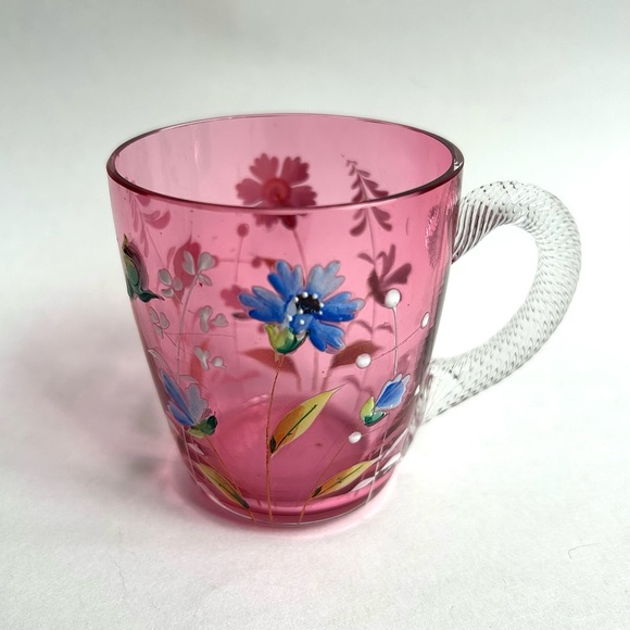 Vintage | Accents | Vintage Bohemian Pink Blown Glass Teacup Hand ...